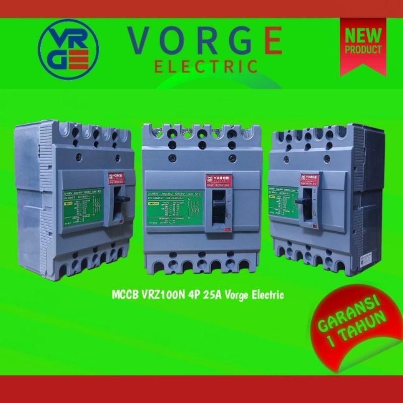 Jual MCCB Breaker VORGE VRZ100N 4P 40A 30A 25A 20A 15A 4Pole 4Phase setara EZC100N 4 P 4 Pole 4 ...
