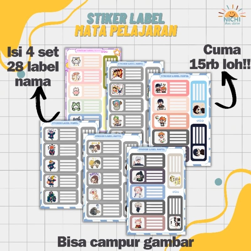 Jual LABEL BUKU LUCU ISI 28 LABEL NAMA/LABEL MATA PELAJARAN | Shopee ...