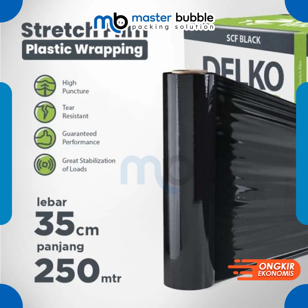 Jual Plastik wrapping HITAM - 35 CM X 250 M stretch film delkowrap ...