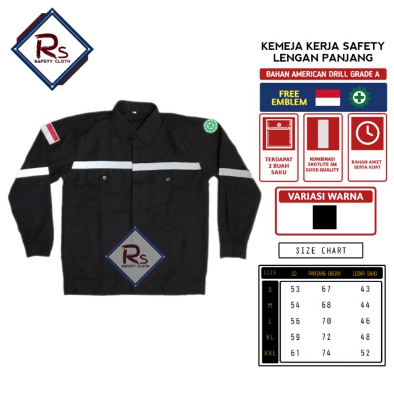 Jual Rs safety cloth - baju kerja proyek safety first warna hitam bahan ...
