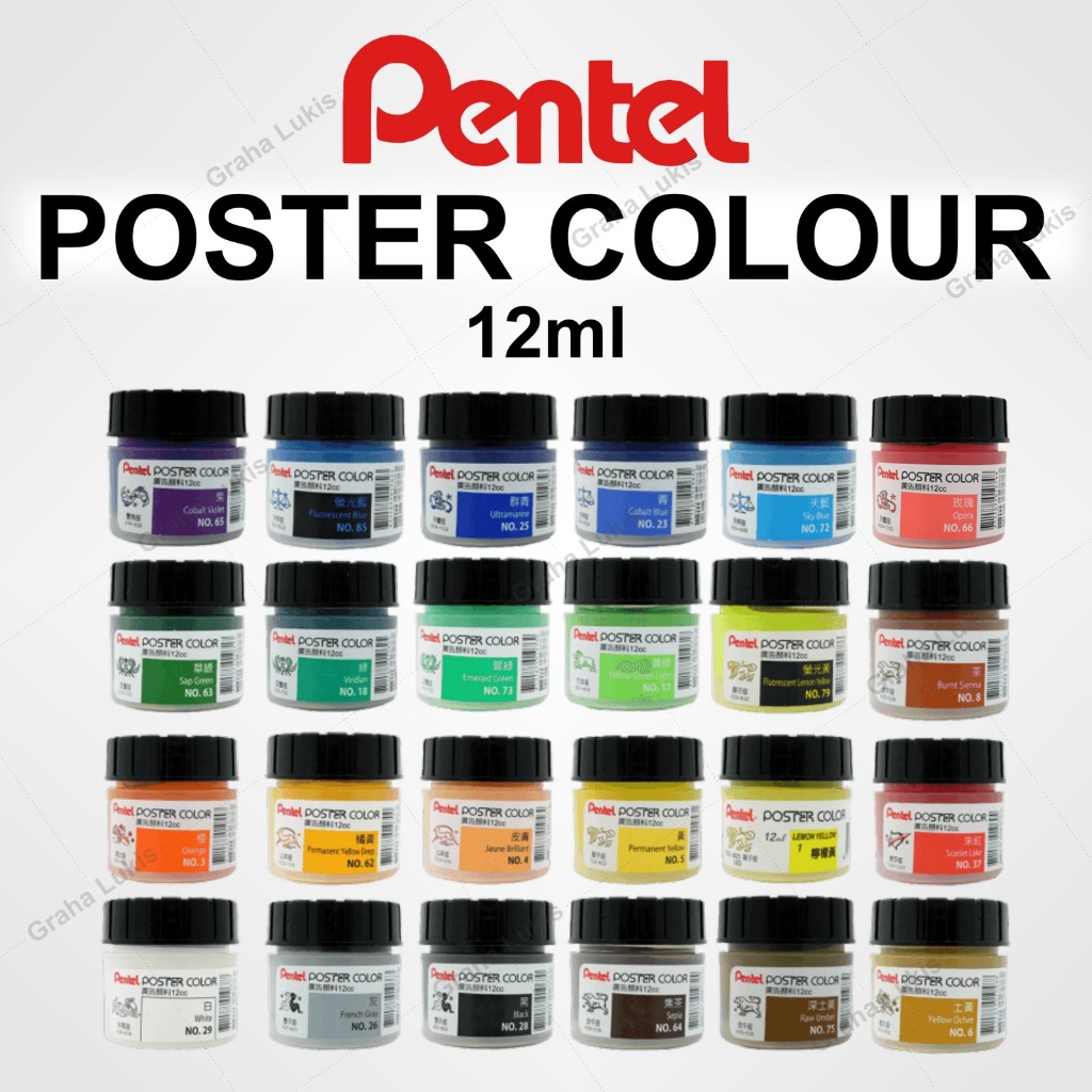 Jual Pentel Poster Colors 12ml - CAT POSTER | Shopee Indonesia