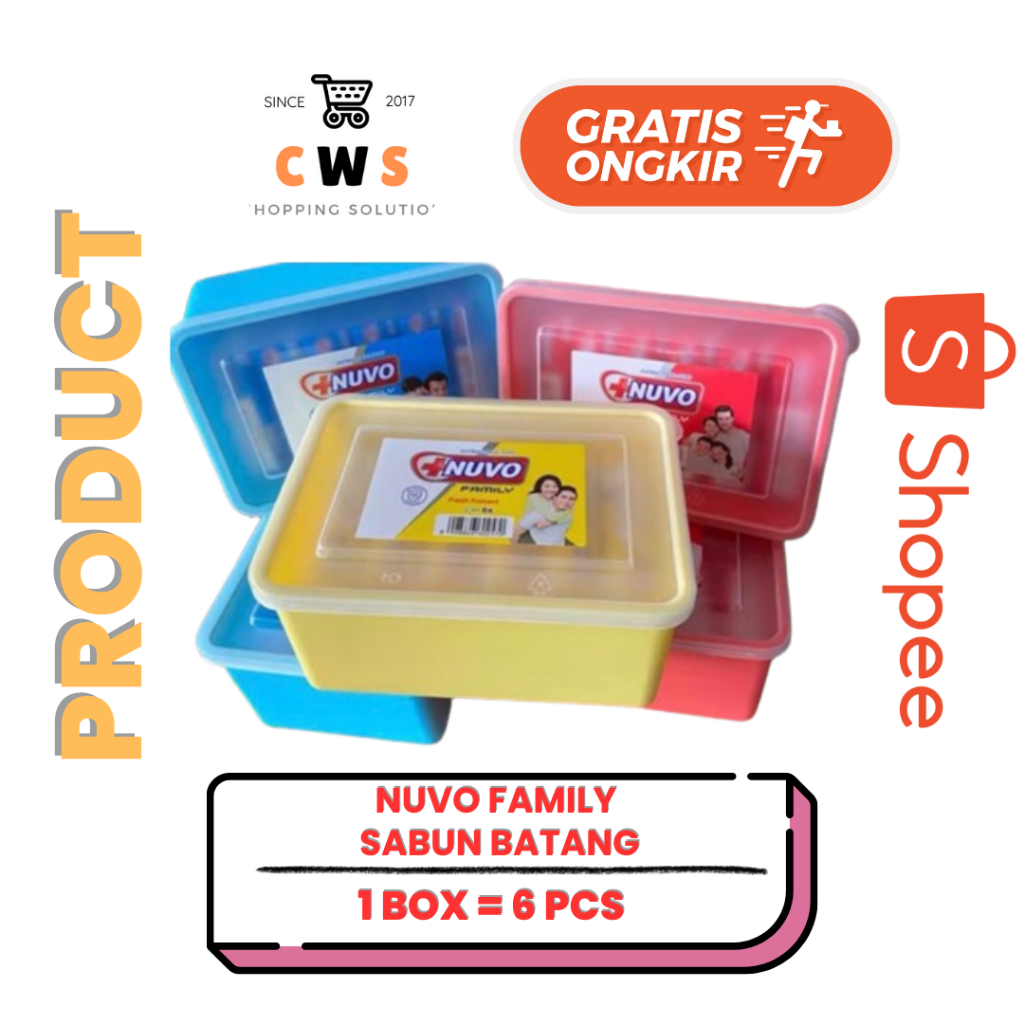 Jual NUVO FAMILY Protect Sabun Mandi Antibacterial Soap Batang Bar Free TOPLES CANISTER - 1 Box ...