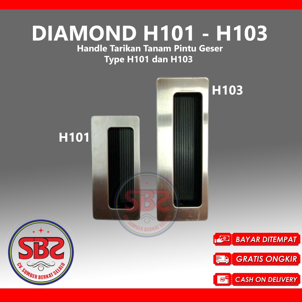 Jual DIAMOND H101 dan H103 Handle Tarikan Tanam Pintu Geser / Sliding ...