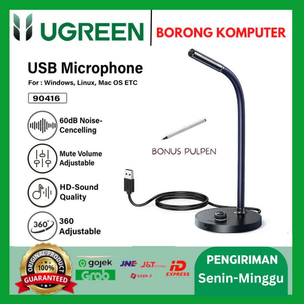 Jual UGREEN USB Microphone Desktop Computer PC Mic for Streaming ...