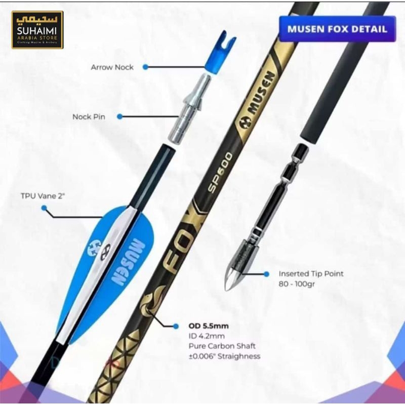 Jual Arrow Pure Carbon MUSEN FOX Spine 800 | Shopee Indonesia