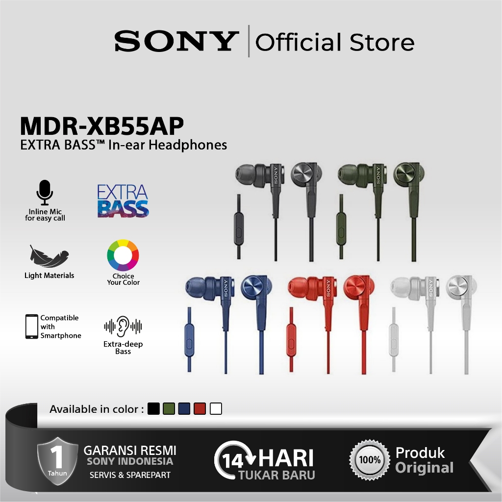 Jual Sony MDR-XB55AP In-Ear Extra Bass Earphone / MDR XB55AP ...