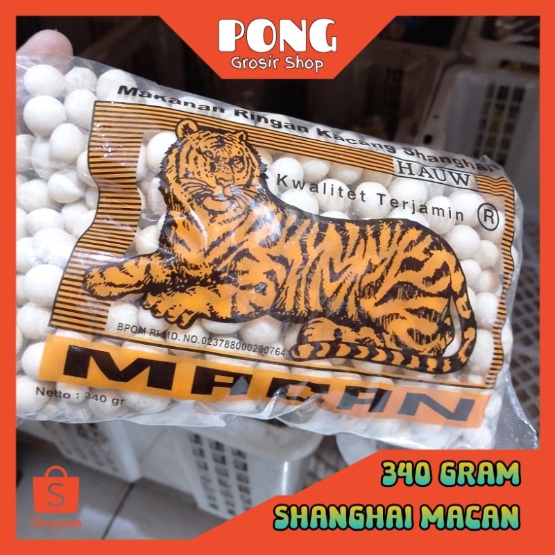 Jual Kacang Atom Shanghai Suling Mas Cap MACAN 340 gram | Shopee Indonesia