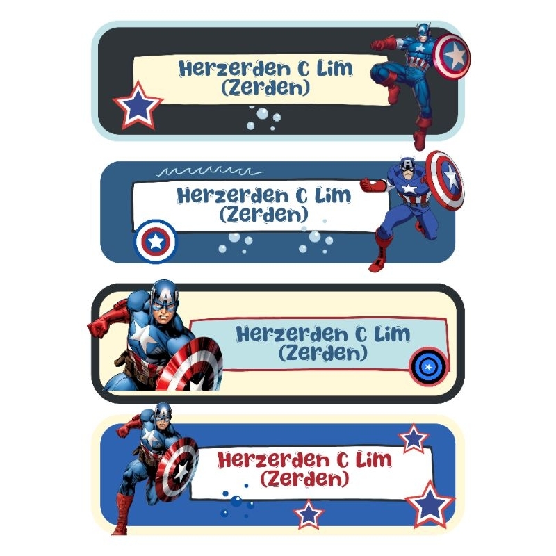 Jual TERMURAH DAPAT 80PC!!! CAPTAIN AMERICA. LABEL STICKER NAMA ...