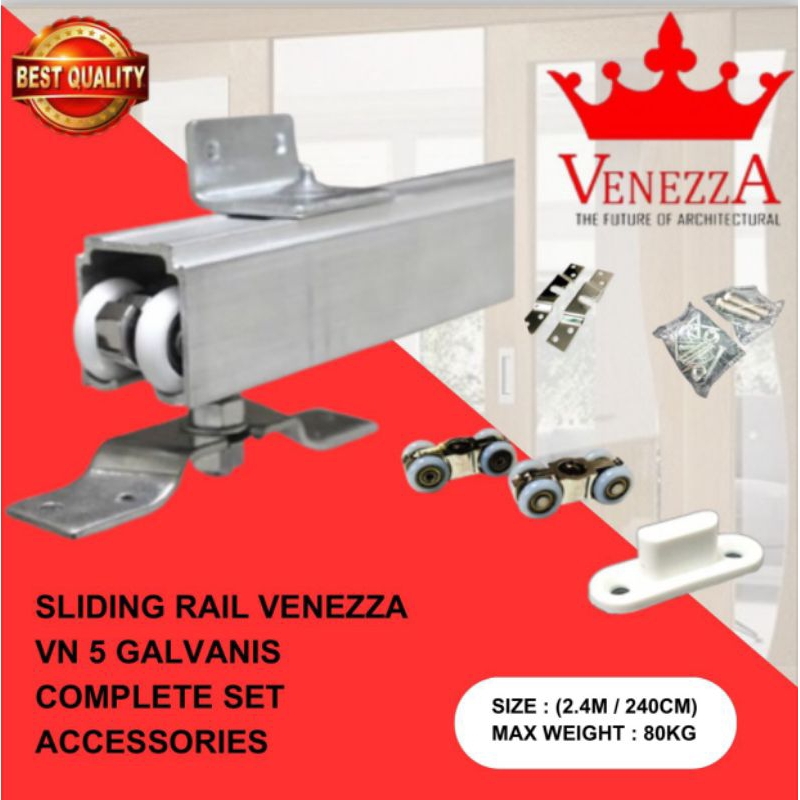Jual Rel Pintu Geser Sliding Gantung Galvanis Panjang 2.4Meter Komplit Set | Shopee Indonesia