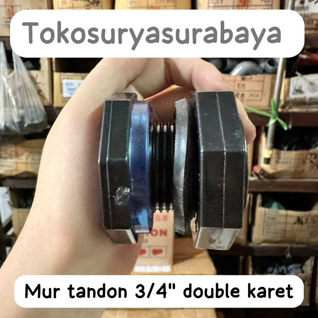 Jual Mur Tandon Drat Dalam 3/4" double Karet - Bulkhead 3/4 inch ...