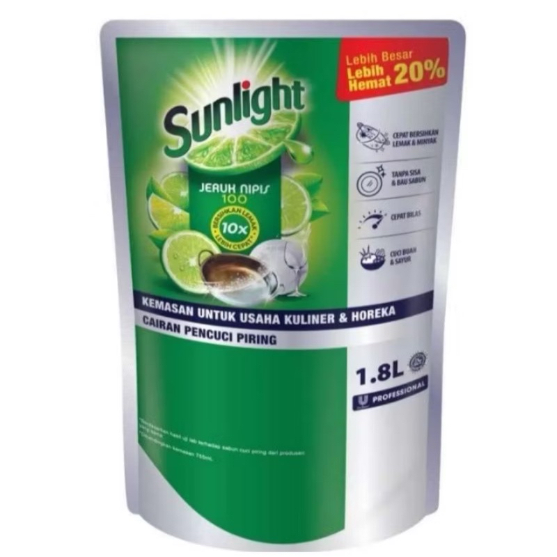 Jual Sunlight cairan pencuci piring unilever profesional 1,8 L | Shopee ...