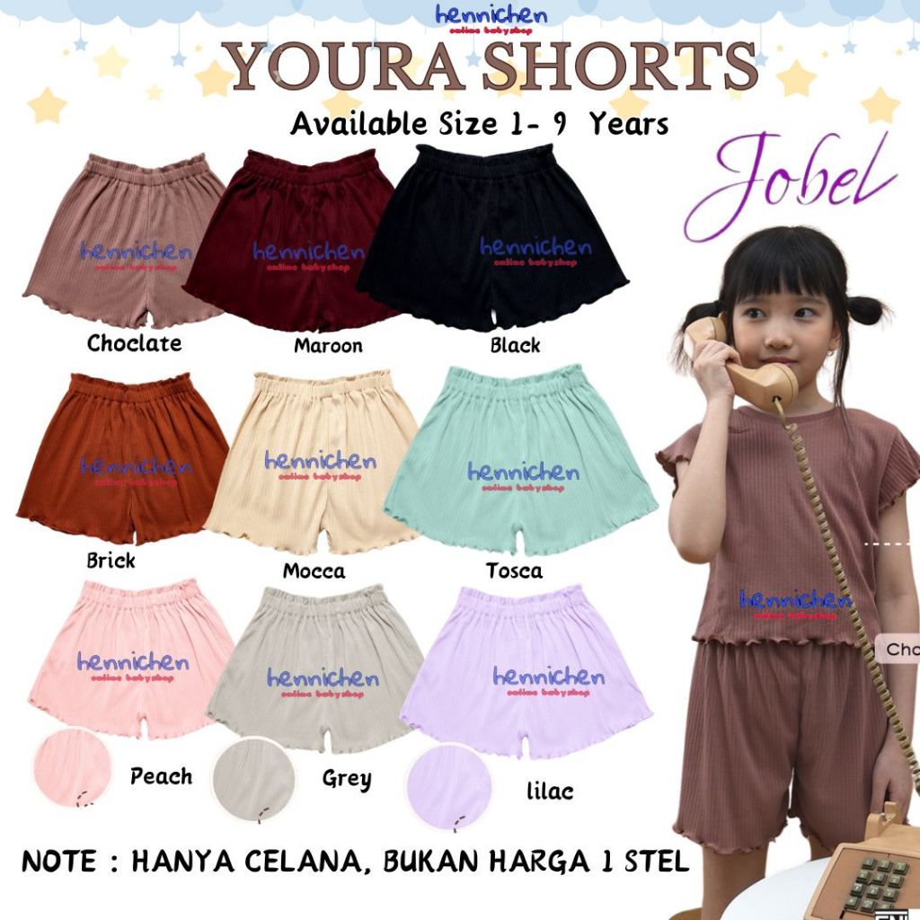 Jual Jobel 1-9 Tahun Celana Pendek Fashion Girl Youra Shorts x Zebe | Shopee Indonesia