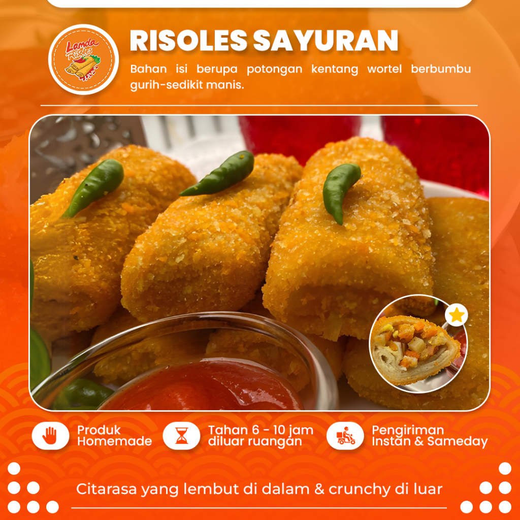 Jual Risol Sayuran Frozen Food Risoles Isian Potongan Kentang Wortel ...