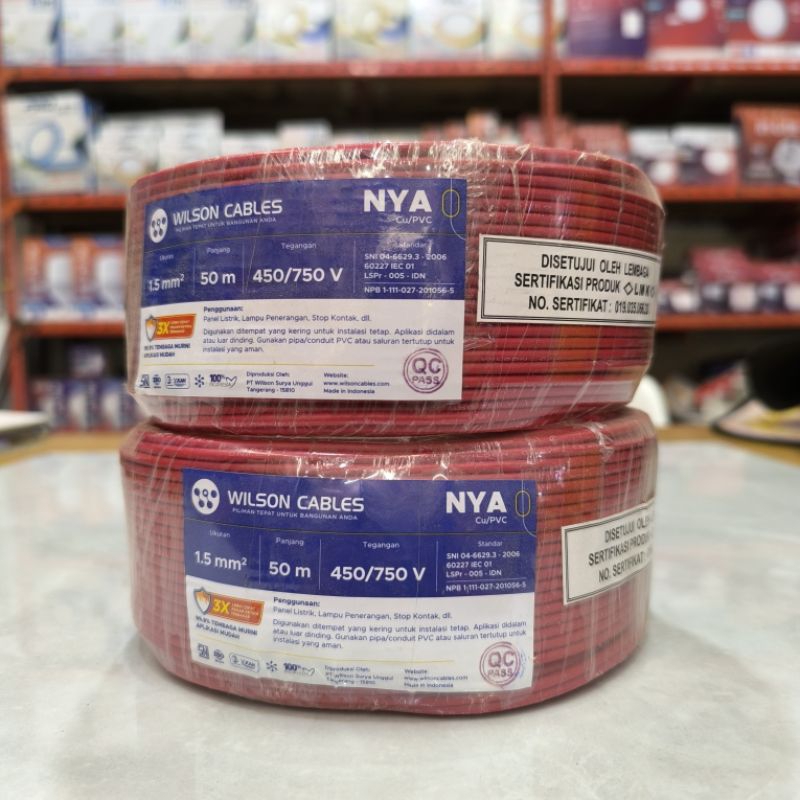 Jual Kabel Listrik Tunggal NYA 1x1.5 mm Wilson 50 Meter | Shopee Indonesia