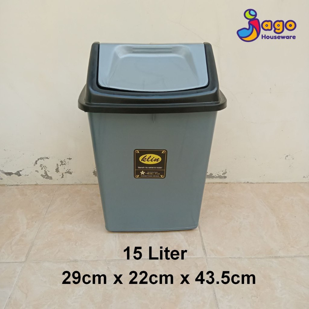 Jual Tempat Sampah Tutup Swing 5 Lt, 10 Lt, 15 Lt Abu Metalik PandaStar / Tempat Sampah Goyang ...