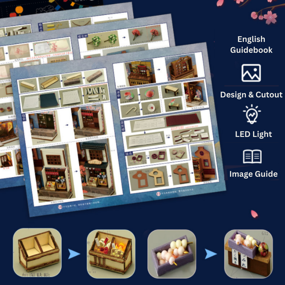 Jual Yelloo!! DIY Miniature Village LED Light Foldable Book Hiasan ...