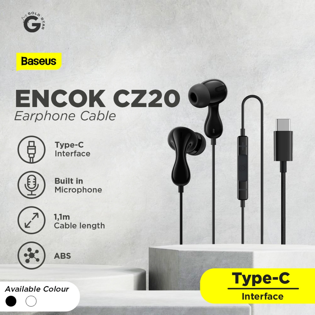 Jual Baseus Headset Handsfree Encok Type-C Wired Earphone Cz20 Mic ...
