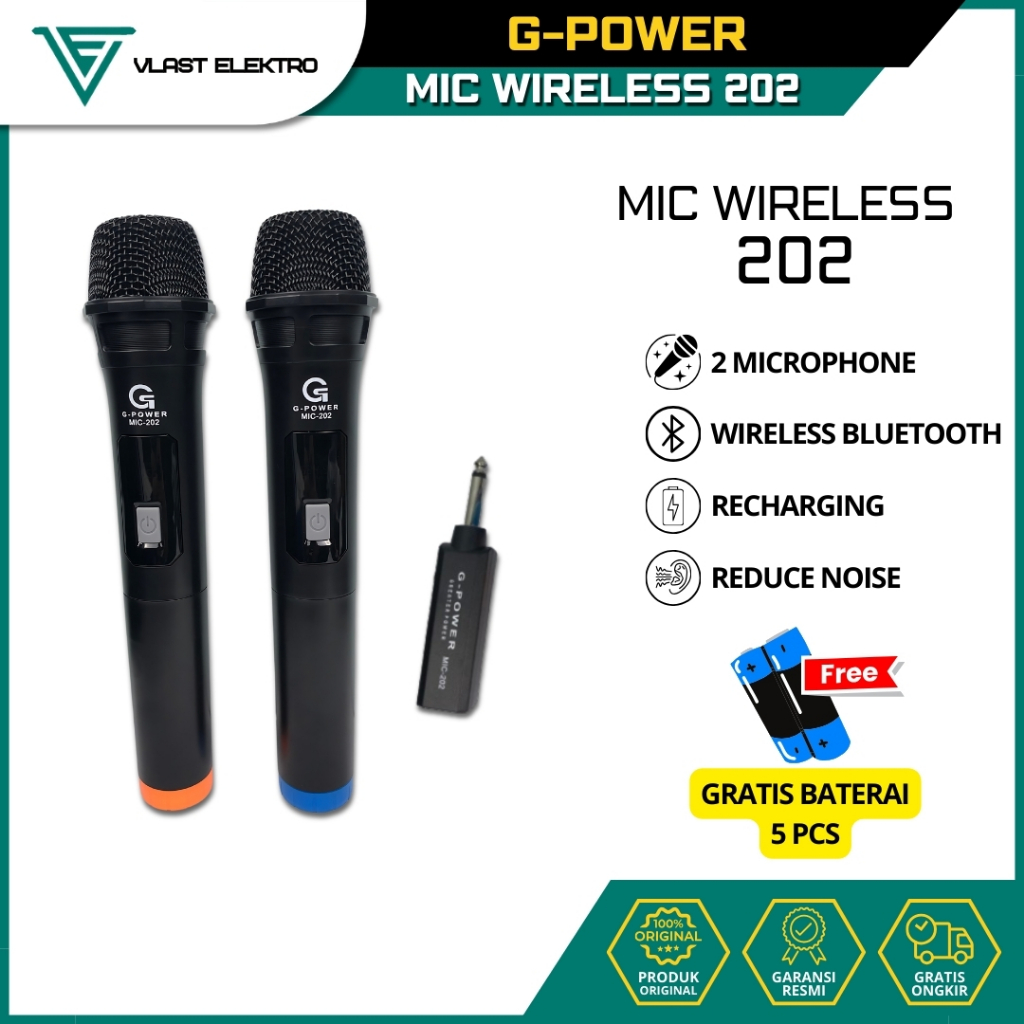 Jual Microphone Wireless 202 G-Power Double Mic Karaoke Tanpa Kabel ...