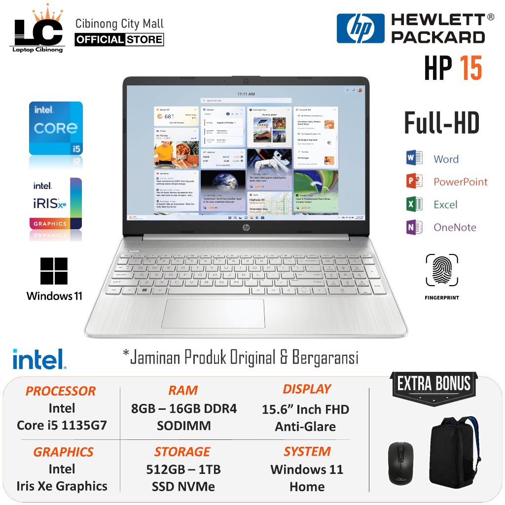 Jual [TERMURAH] Laptop Bisnis Murah HP 15 Intel Core i5 1135G7 RAM 16GB ...