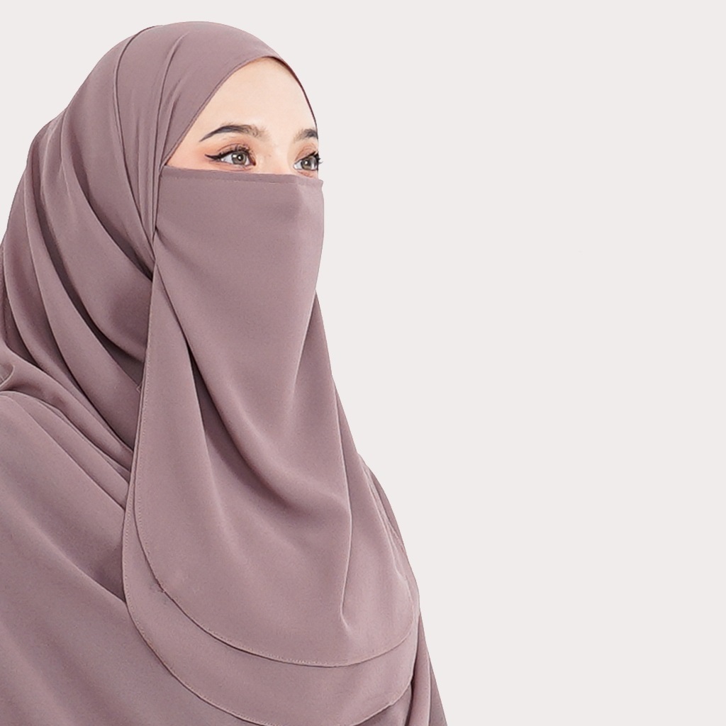 Jual Niqab Tali Ceruty Babydoll Cadar Dua Layer Tanpa Jahitan Bawah M n G | Shopee Indonesia