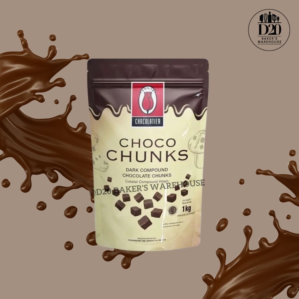 Jual Tulip Choco Chunks Cokelat Dark Compound Topping 1kg | Shopee ...