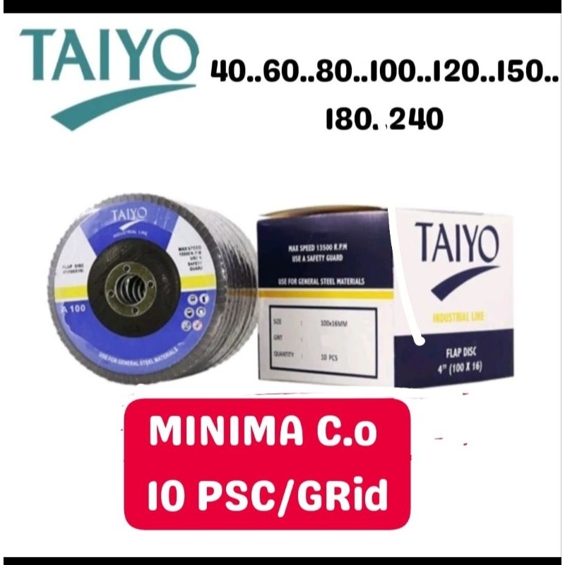 Jual Amplas flap disk Taiyo Size 4" NO 40 60 80 100 120 150 180 240 ...