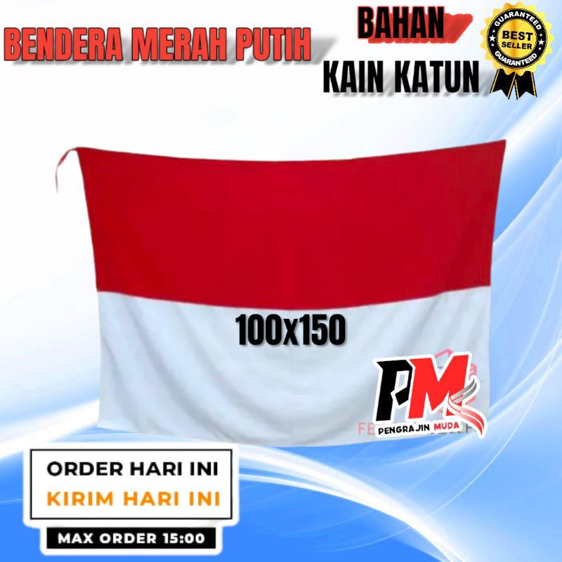 Jual Bendera merah putih ukuran 150x100 Bahan kain katun Tebal isi 20 ...
