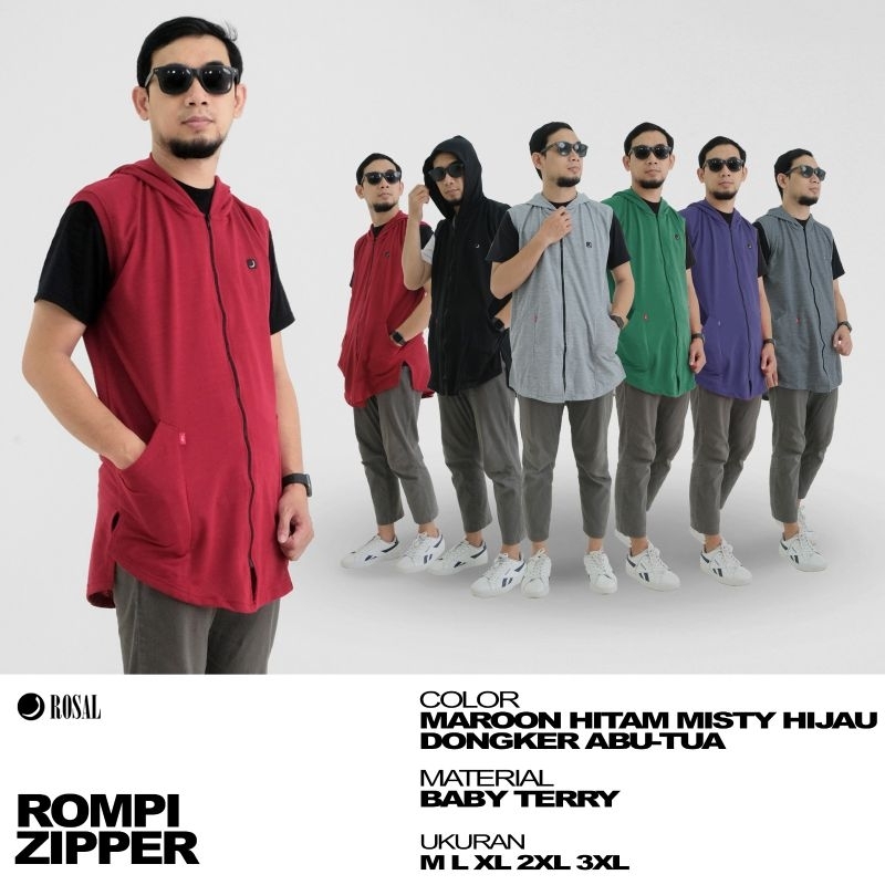 Jual Rompi Shalat Zipper ROSAL Hoodie Pria Dewasa Ukuran M L XL 2XL 3XL ...