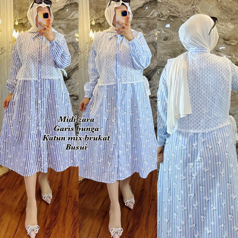 Jual Midi Zara garis bunga | Shopee Indonesia
