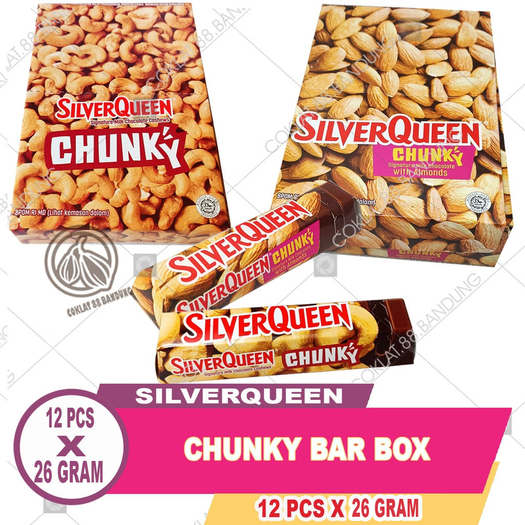 Jual SilverQueen Chunky Bar Mini 26gr 1 Jar/Box Isi 12 PCS Rasa Coklat ...