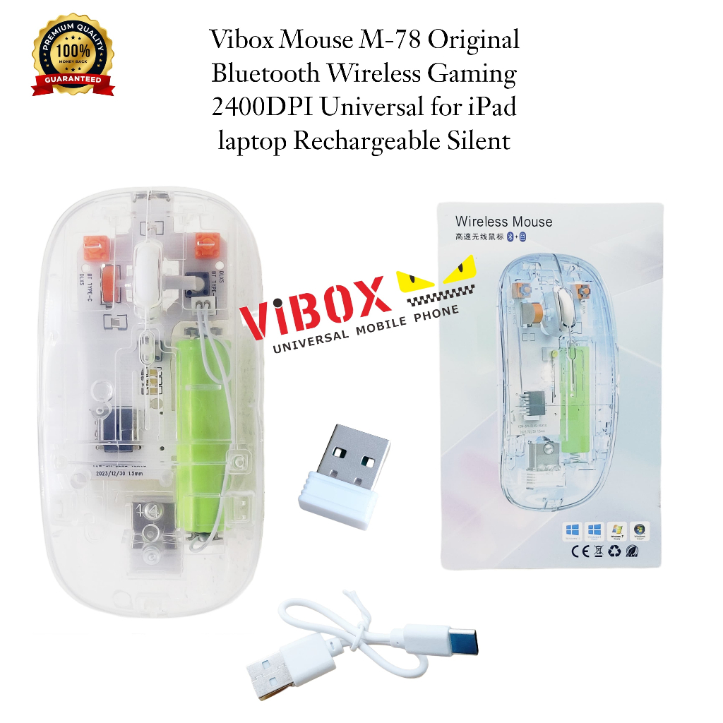 Jual Vibox Mouse M-78 Original Bluetooth Wireless Gaming 2400DPI ...