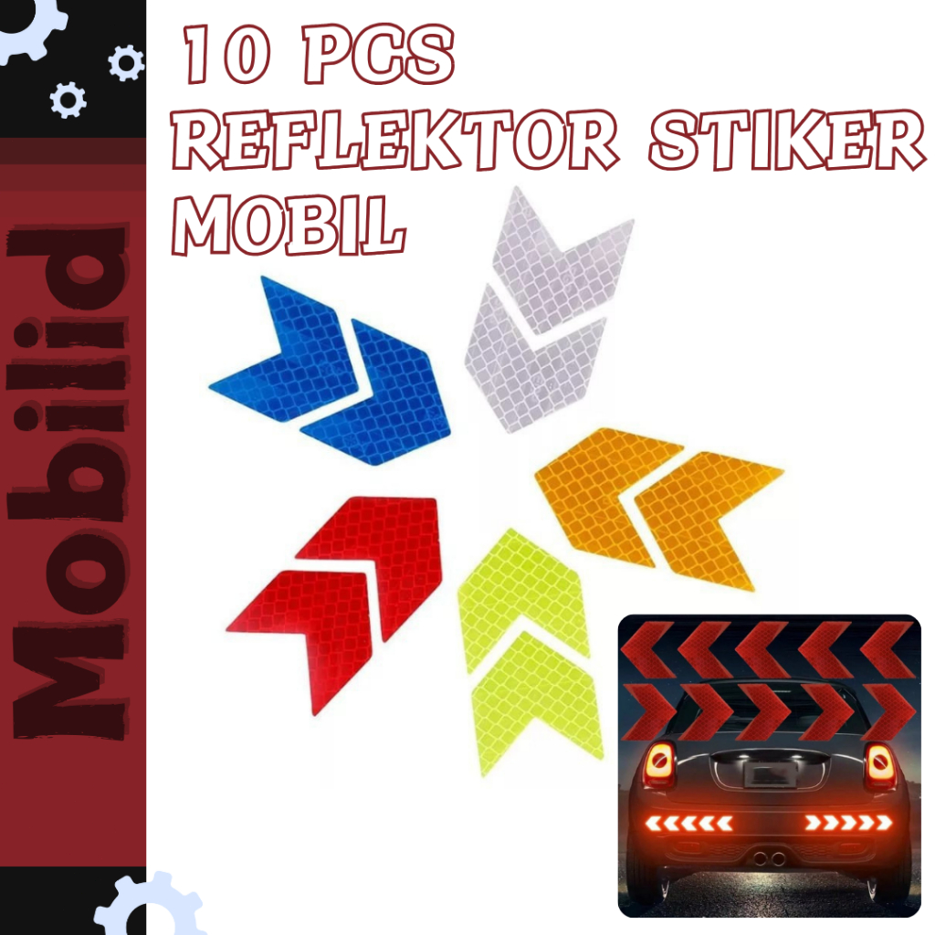 Jual 10 pcs Reflektor Stiker Mobil Panah Mobil Panah Peringatan Stiker ...