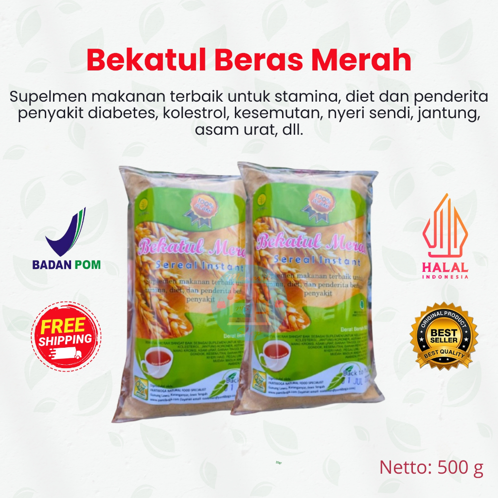 Jual Bekatul Merah Sereal Instant isi 500gr - Bekatul Beras Merah ...