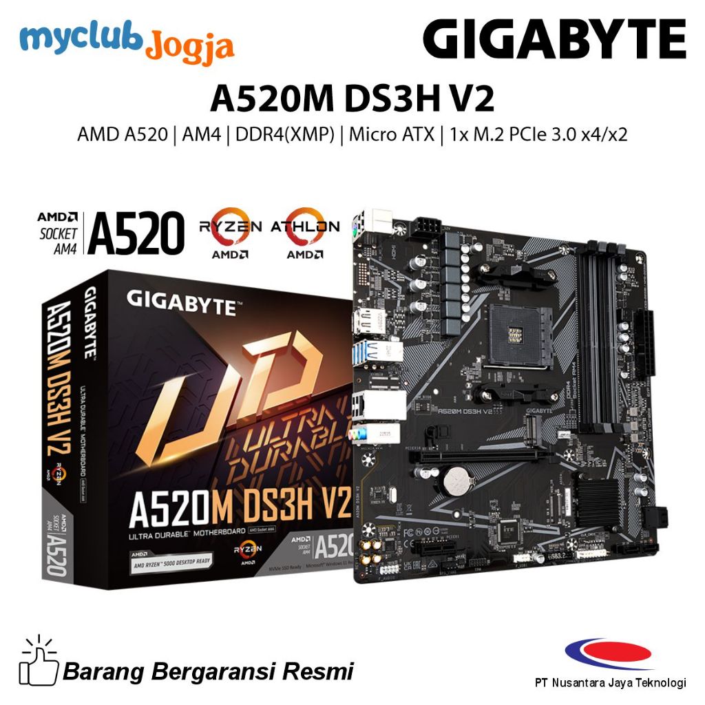 Jual GIGABYTE A520M DS3H V2 Motherboard AMD A520 AM4 DDR4 XMP M2 NVMe ...