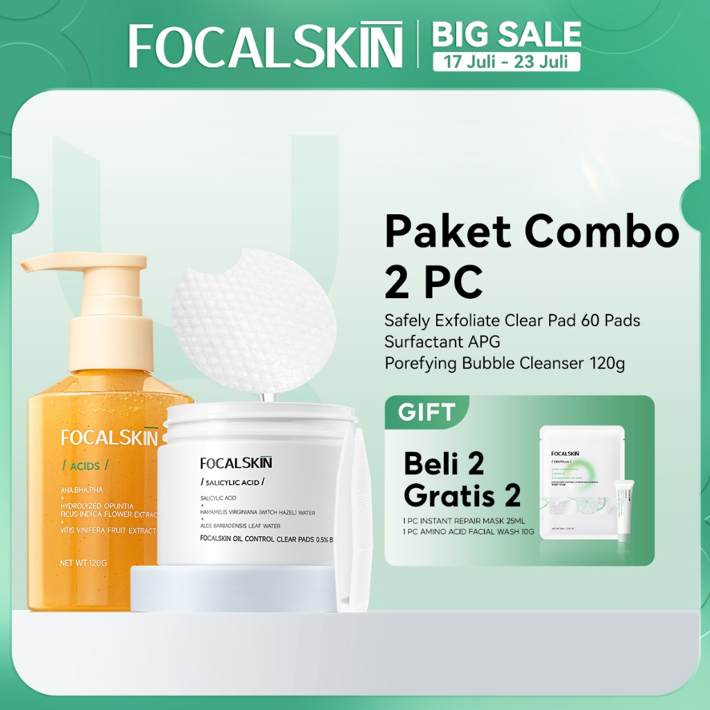 Jual Focalskin 2Pcs Paket Safely Exfoliate Clear pad + Porefying Bubble ...