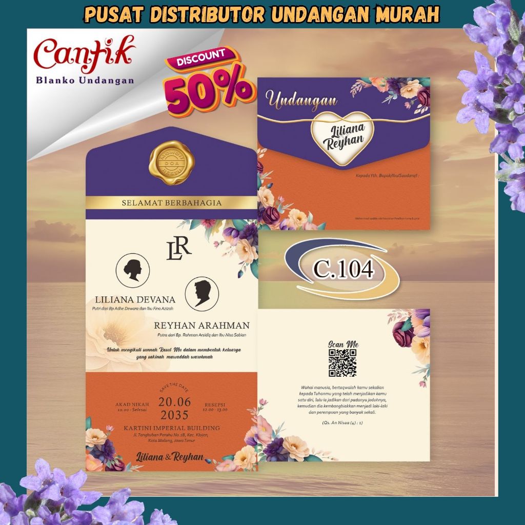 Jual Blangko Undangan Cantik 104 | Blangko Undangan Murah Blangko Undangan|Blangko Kosong Harga ...