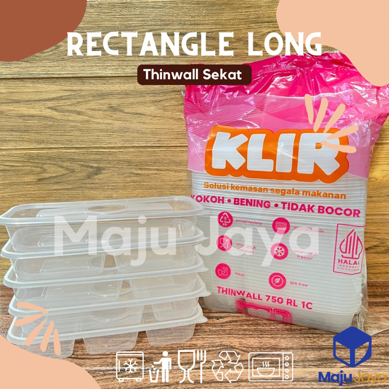 Jual Maju Jaya - [1 PACK 25 PCS] Thinwall Rectangle Long 750 RL, Thinwall sekat 2 / Thinwall ...