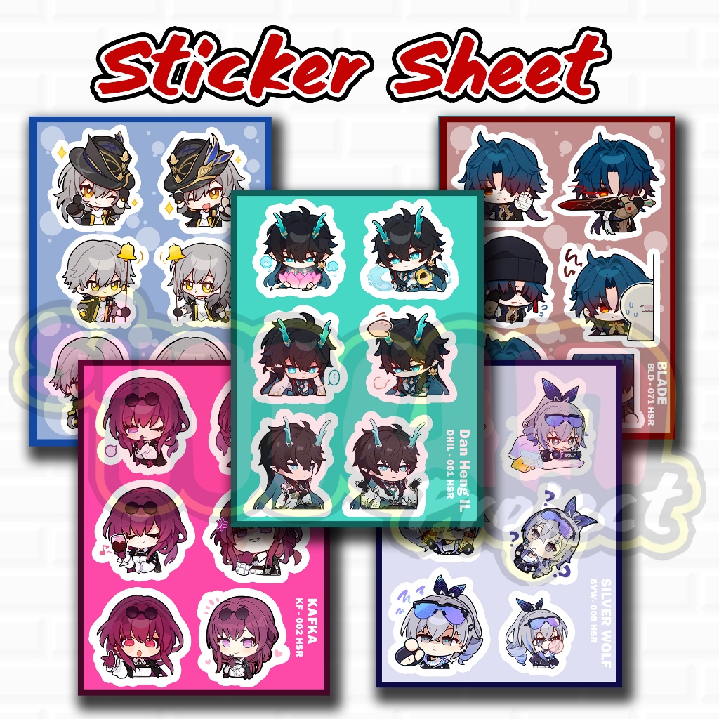 Jual Sticker Sheet Honkai Star Rail Seri B Stiker Pack HSR Dan Heng IL Kafka Silver Wolf Blade ...