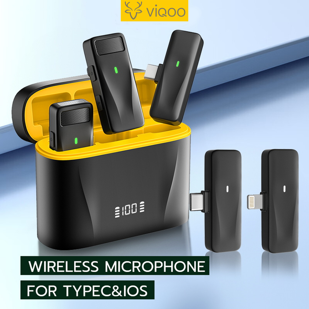 Jual 【COD】Viqoo Microphone Wireless Mic Clip on Dual Live Voice ...