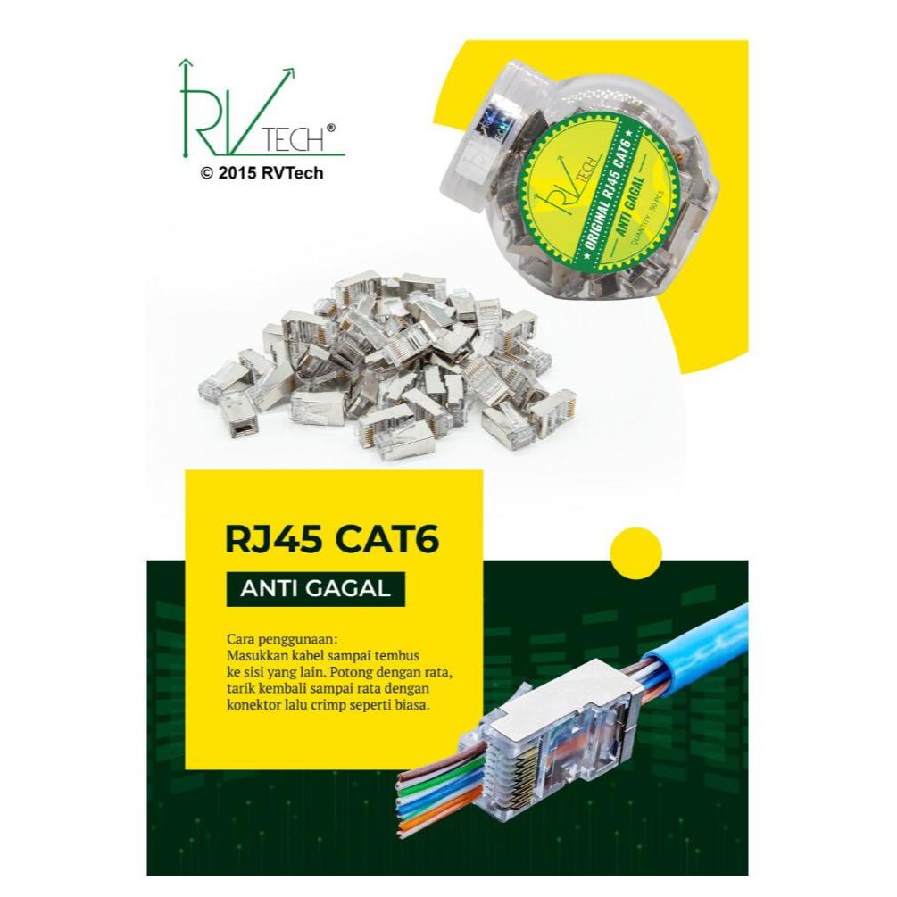 Jual Rvtech RJ45 Jack utp CAT6 ANTI GAGAL besi Rvtech RJ 45 TEMBUS CAT ...