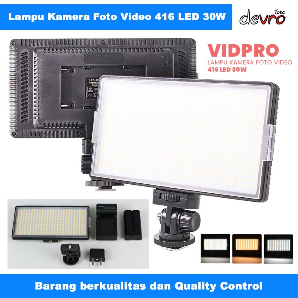 Jual Lampu Kamera Foto Video Adjustable Studio Light Kit 416 LED 30W ...