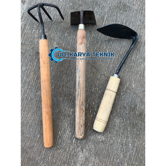 Jual Paket alat berkebun 3 Pcs cangkul Mini garuk 3 Gigi gagang kayu ...