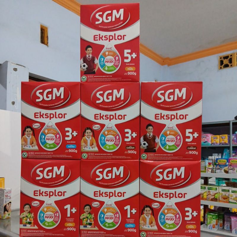 Jual SGM Eksplor Pro-Gress Maxx 1+ , 3+ , 5+ Madu Vanilla Coklat 900 gram | Shopee Indonesia