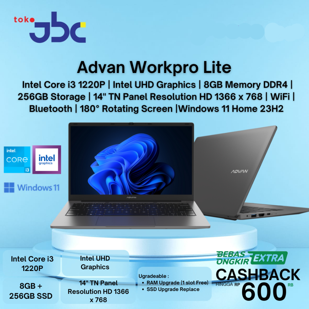 Jual Laptop ADVAN Workpro Lite I3-1220P 14"inch Ram 8GB & SSD 256GB ...