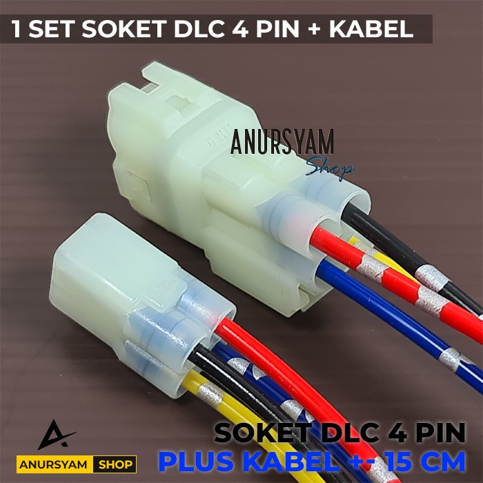 Jual 1 Set Soket DLC 4 Pin dengan Kabel Male Female / 1 Pasang Socket ...