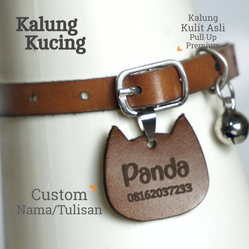 Jual Kalung Kucing Custom Nama Kulit Asli Liontin Tag Kulit | Shopee ...