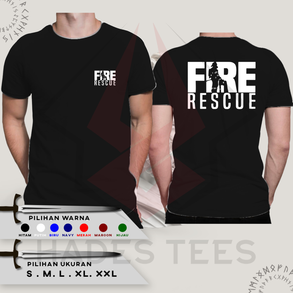 Jual Kaos Fire Rescue Pemadam Kebakaran DAMKAR Baju Distro Combed 30s ...