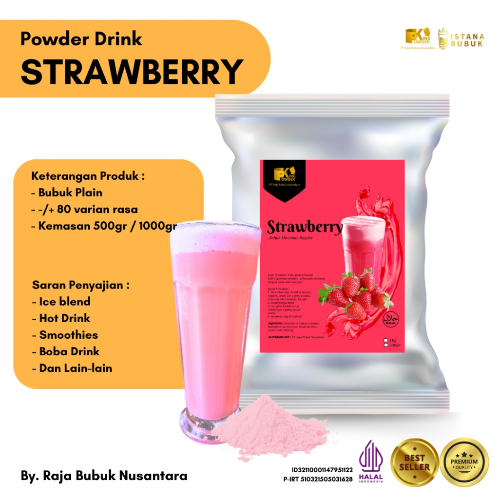 Jual Bubuk Strawberry 1Kg Bubuk Stroberi 1Kg Bubuk Rasa Stroberi 1Kg ...