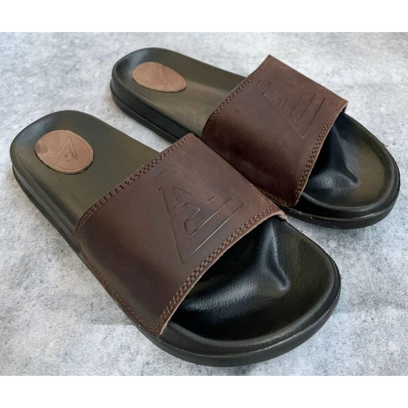 Jual Sendal Kulit asli Pria dan Wanita slip on/Sendal slide kulit ...