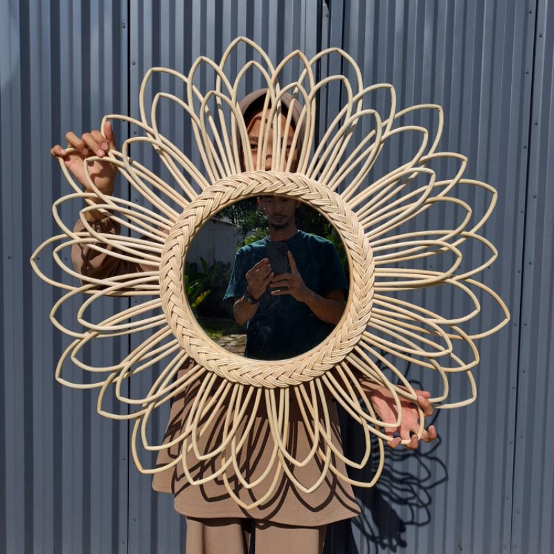 Jual Cermin rotan 80cm cermin aesthetic | Shopee Indonesia